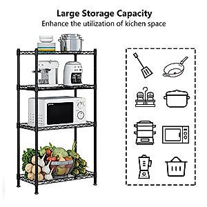 YIZAIJIA Storage Rack Shelving Adjustable 4 Tier Tall Metal Unit Organizer Wire Rack for Closet Bathroom Laundry Small Space Kitchen Garage