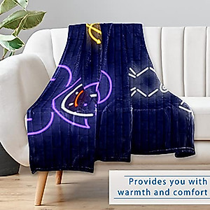 Halloween Party Neon Pattern Prints Soft Warm Cozy Blanket Throw for Bed Couch Sofa Picnic Camping Beach, 150×100cm