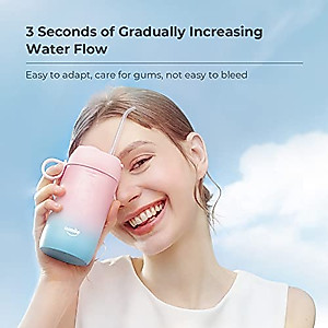 usmile Water Flosser, USB Rechargeable Portable Water Flosser for Teeth Cleaning, Water Dental Flosser Cordless with Detachable Water Tank for Home & Travel, C1 Pink