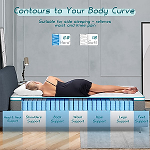 Serweet 12 Inch Bamboo Charcoal Memory Foam Hybrid Queen Mattress - 7-Zone Pocket Innersprings for Motion Isolation -Heavier Coils for Durable Support -Medium Firm -Made in Century-Old Factory