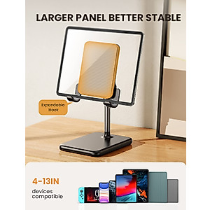 LISEN Cell Phone Stand Tablet Stand Holder [Never Tip Over] iPad Stand for Desk iPad Stands and Holders for Desk Compatible with All Tablets & Smartphones