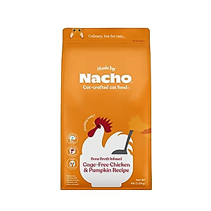 Made by Nacho Bone Broth Infused Dry Cat Kibble - Cage-Free Chicken & Pumpkin Recipe - Premium Grain-Friendly Cat Food 4lb Bag