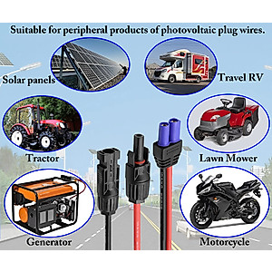 zdyCGTime 10AWG EC5 Female to Solar Male and Female Photovoltaic Power Cord Kit is Compatible with EC-5 Female Plugs and Solar Connectors,for Solar Motorcycle Weeder Generator etc.(40cm/1Pack)