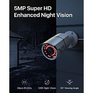 ZOSI ZG2615E 5MP PoE IP Camera Bullet Camera with Night Vision for Outdoor Indoor Power Over Ethernet Surveillance System,Only Work with ZOSI PoE NVR,ZR16DK,ZR08EN,ZR08DN,ZR08PN