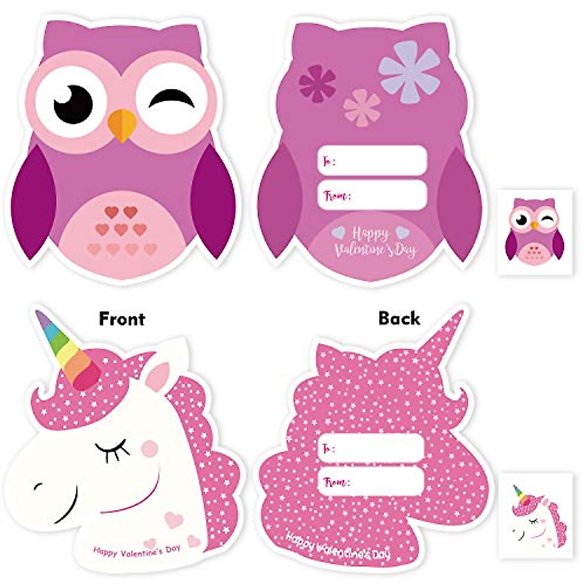 CUALFEC Valentine's Day Cards for Kids Valentines Cards Set with Temporary Tattoos and Envelopes Perfect Choice for Classroom Gift 8 Different Cute & Adorable Designs - 48 Pack