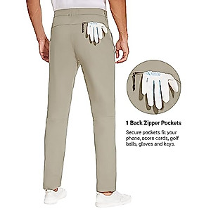 SPECIALMAGIC Golf Pants Men Stretch Slim fit Hiking Pants Lightweight Dress Casual Tapered Zipper Pockets 34