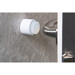 EVI | Wall Adhesive Doorstop | 1.1'' X 1.1'' | Great Adherence | 100% Functional | Mod. 198/28 (White Lacquered Stainless Steel - White Rubber)