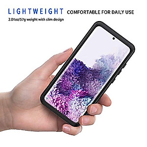 Lanhiem Samsung Galaxy S20+ Plus Case, IP68 Waterproof Dustproof Shockproof Case with Built-in Screen Protector, Heavy Duty Full Body Protective Cover for Galaxy S20 Plus 5G, Black/Clear