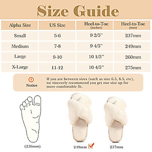 Ankis White Womens Fuzzy Slippers - 2Pair Cozy, Soft, Comfy, Relax Fluffy Slippers, Cross Band, Open Toe, Non-slip Womens Slippers, Indoor and Outdoor Fluffy Slippers