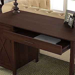 Bush Furniture Key West 54W Computer Desk with Storage, 2 Drawer Lateral File Cabinet and 5 Shelf Bookcase in Bing Cherry