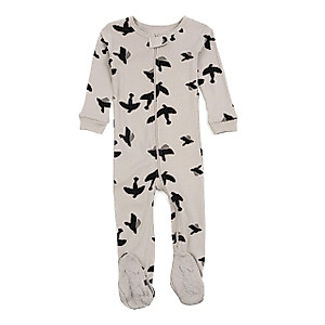 Leveret Kids & Toddler Footed Pajamas Boys Girls 100% Cotton Bird Grey (Size 3 Years)