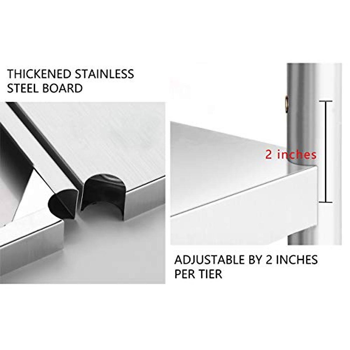 JEPRECO 4-Tier Stainless Steel Shelving Unit with Wheels 15.7" L x 13.8" W x 43.5" H for Narrow Places, Kitchen Baker's Rack Cart for Kitchen Office Home, Multi-Purpose Organizer Rack