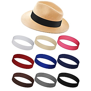 Yahenda 9 Pcs Stretchable Hat Band Ribbon Panama Hat Band Western Cowboy Hat Band Costume Headwear for Women Men (Multicolor)
