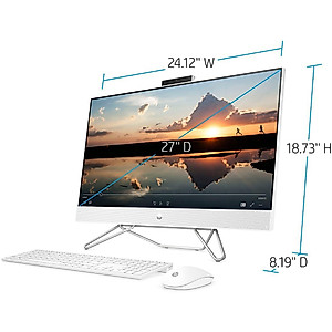 HP 27" Touchscreen All-in-One Desktop Computer, FHD IPS Display, AMD Ryzen 7 5700U(Beats i7-1265U), 32GB RAM, 2TB SSD, WiFi, 1080P Webcam, Wireless KB/Mouse Combo, Windows 11, Bundle with JAWFOAL