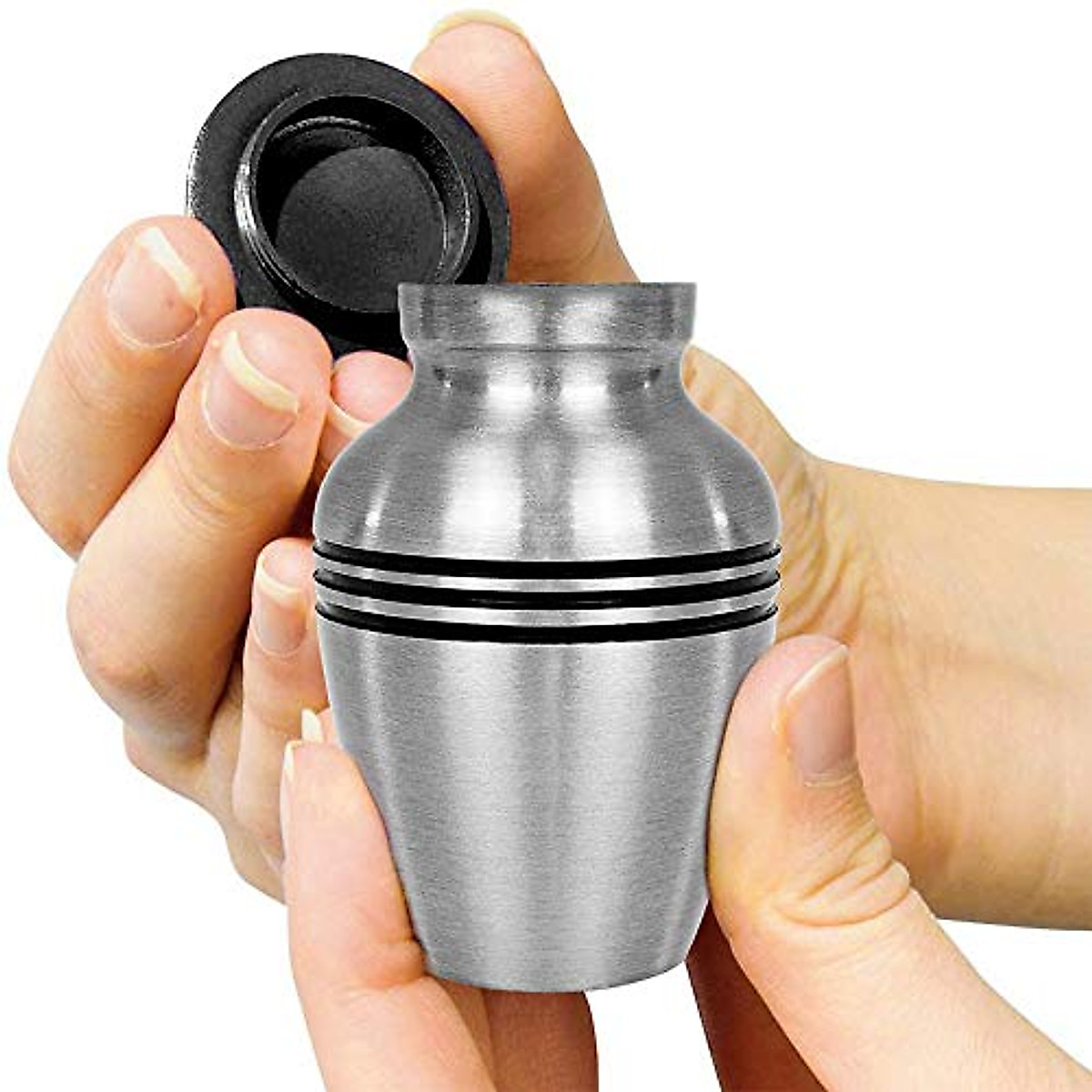Trupoint Set of 4 Small Urns for Human Ashes Adult Male or Female - Holds 0.75 Lbs. Per Mini Urn, 2.75" x 1.75" Mini Cremation Urns, Keepsake Burial Urns with Case & Bags - Pewter