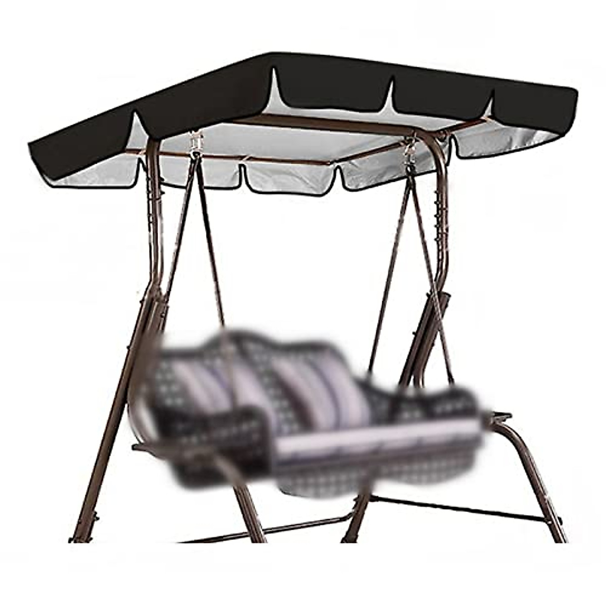 WULEE Outdoor Porch Swing Canopy Waterproof Top Cover, Garden Patio Swing Seat Replacement Canopy Awning Canopy Cover (77'' x 49'', Canopy Only) (Black)