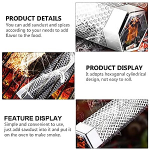 Aushucu 2pcs Smoker Tube 12in Pellet Smoker Tube Stainless Steel Smoke Tube for Hot or Cold Smoking 5 Hours of Billowing smoke Portable BBQ Smoking tube Generator Electric Charcoal Gas Grill Smoker