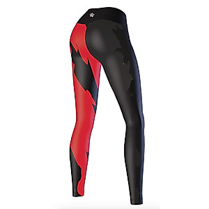 DIYUME High Waisted Ankle Fitness Leggings for Women, Soft Running Yoga Leggings,Camo Red Black XS