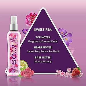 So…? Sweet Pea Body Mist - Floral Perfume for Women with Bergamot, Sweet Pea, Peony Notes - Ideal Gifts for Women - Body Spray for Women - 3.5 oz