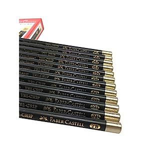 Faber-Castell Wooden Tri-Grip Exam Grade Graphite 2B Pencils, Smooth and Dark Pre-sharpened Wood Pencils - Box of 12