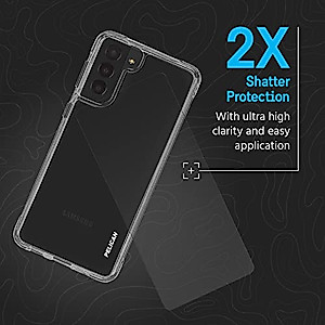 Pelican Samsung Galaxy S21 Case with Screen Protector [Wireless Charging Compatible] [10FT MIL-Grade Drop Protection] Shockproof Phone Case Cover for S21 5G with 9H Glass Film, Anti-Yellowing - Clear