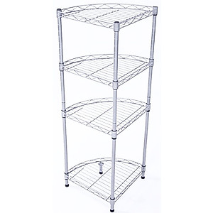 be current 4-Shelf Steel Wire Corner Shelving Unit, Small Shelf Stand, Adjustable 4 Tier Shelf, Metal Storage Shelves Oraginzer Racks for Kitchen, Bathroom, Laundry, Pantry, Closet, Silver Gray