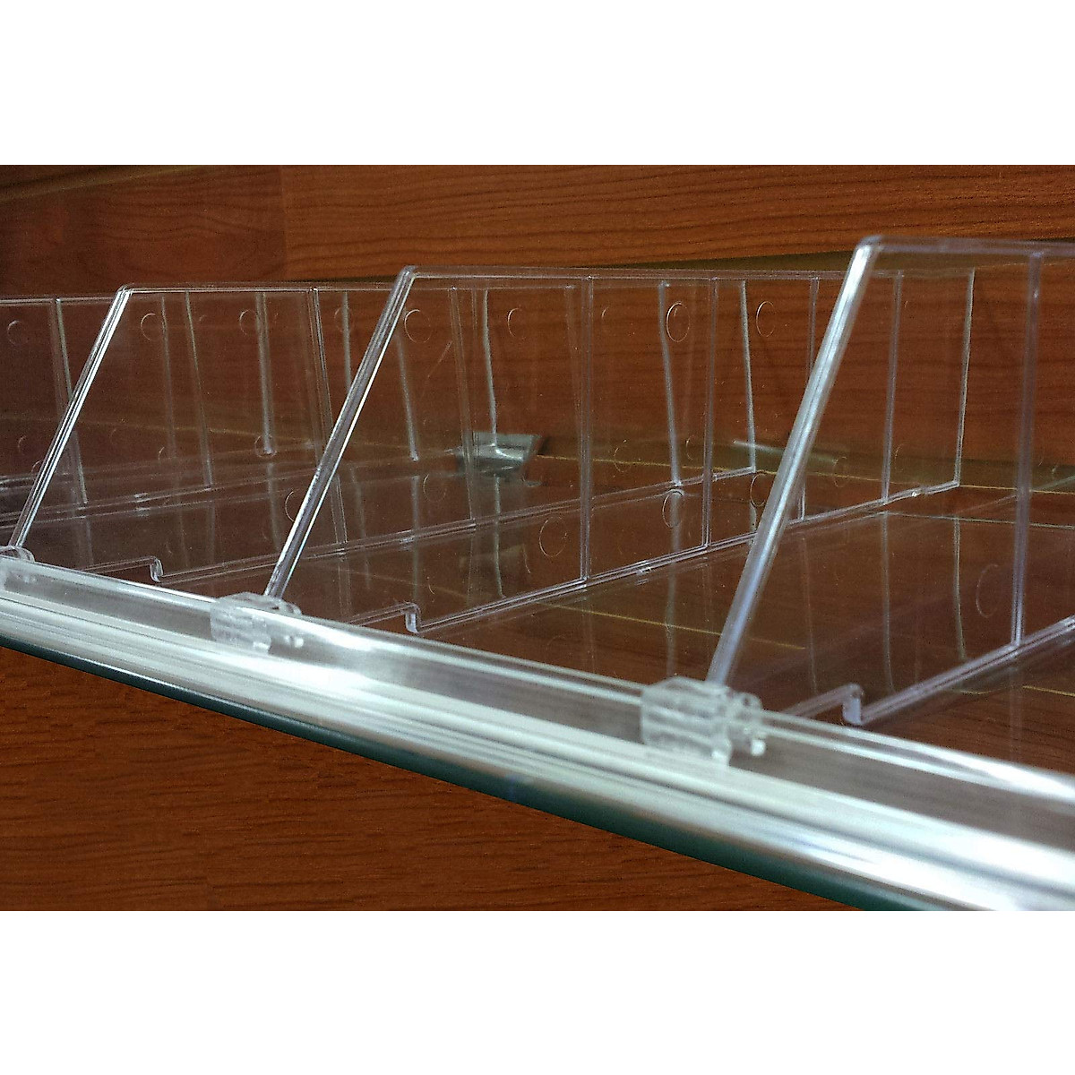 Universal Shelf Lip & Adjustable Depth Divider Kit, [1] 48" L Adhesive Front Lips w/ [10] 3" H Divider