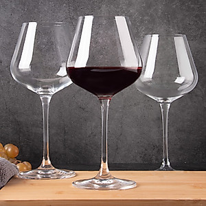 FAWLES Red Wine Glasses, Set of 6 Burgundy Wine Glasses, 17 oz Crystal Wine Glasses, Wedding Housewarming Gift