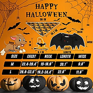 Halloween Pet Costumes, Dog Bat Wings Costume with Hat and Bandana Cosplay Party Decoration Costume Puppy Bat Dress Up Funny Cool Apparel for Small Medium Large Dogs Cats