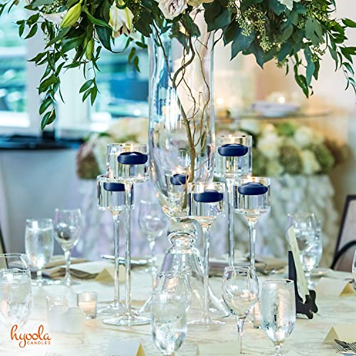 Hyoola Premium Midnight Blue Floating Candles 1.75 Inch - 3 Hour Burn Time - Made in Europe - 20 Pack