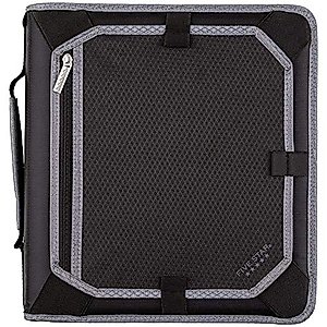 2 Inch Zipper Binder, 3 Ring Binder, Expansion Panel, Durable, Black/Gray