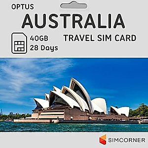Australia SIM Card (40 GB, 28 Days)- Optus Prepaid SIM Card w/Unlimited Minutes & SMS to Australian Mobiles- 3-in-1 4G Hotspot Card w/Tethering- Standard, Micro, & Nano SIM Card for Unlocked Phones