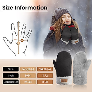 Arctic Paw Warm Black Faux Fur Running Mittens Women Winter Glove Mittens, Black