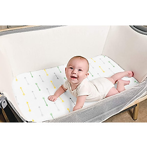 Pack n Play Sheets – Premium Pack and Play Sheets 4 Pack – 100% Super Soft Jersey Knit Cotton Playard Mattress Sheets – Portable Playpen Fitted Play Yard Mini Crib Sheet for Boy & Girl (24 x 38 x 5)