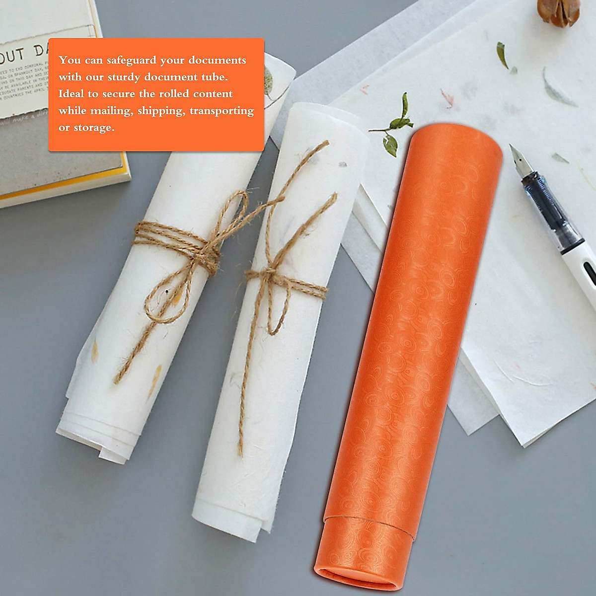 Document Tube Holder Kraft Storing Tubes Document Poster Tube Paper Storage Tube for Blueprints Prints Posters Targets Artworks and Drawings Orange Calligraphy Tube Telescoping Drafting Tube