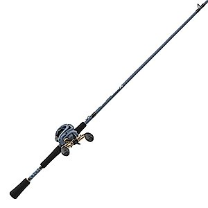 Quantum Smoke X Baitcast Reel and Fishing Rod Combo, 7-Foot 2-Inch 1-Piece EGC4 Composite Cranking Fishing Pole with Split-Grip EVA Rod Handle, Right-Hand Retrieve, Blue
