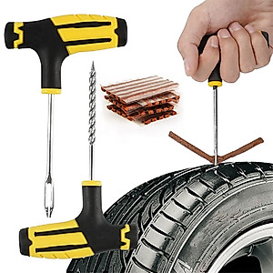 YÁSEZ Car Tire Repair Tools Kit with Rubber Strips Tubeless Tyre Puncture Studding Plug Set
