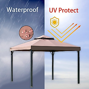 Sunshine Outdoor 9.5'x13' Replacement Gazebo Canopy Top for The Gazebo with Slot - Waterproof Canvas Gazebo -Khaki(Canopy Top Only)