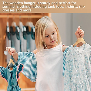 Pinkunn 50 Pcs Wooden Hangers for Baby Kids Hangers Solid Wood Baby Hangers Children's Coat Hangers with Pants Bar Shoulder Notches Anti Rust Swivel Hooks 12.6 Inch (Stylish Style)
