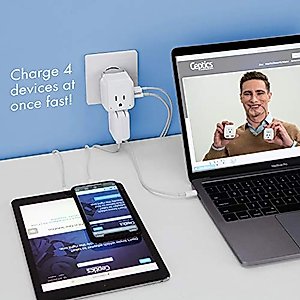 Ceptics Brazil Power Plug Adapter Travel Set, 20W PD & QC, Safe Dual USB & USB-C 3.1A - 2 USA Socket - Compact & Powerful - Also Use in Peru, Chile - Includes Type C, Type N Swadapt Attachments