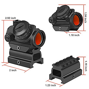 Feyachi RDS-23 2MOA Red Dot Sight Compact Red Dot Scope with 0.83” Riser Mount Absolute Co-Witness with Iron Sight