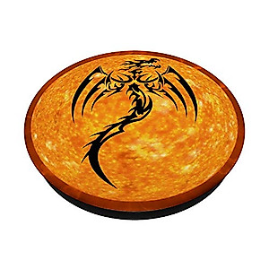 Fire Dragon Orange black design PopSockets PopGrip: Swappable Grip for Phones & Tablets