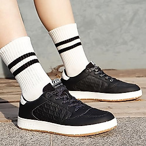 STQ Skate Shoes for Women Black Sneakers Fashion Lace Up Skateboard Shoes Comfortable Non Slip Graphite Black Size 7