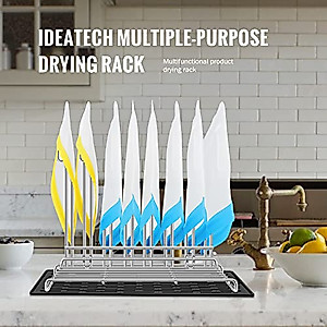 IDEATECH Reusable Bag Rack with Cup Drying Mat,Plastic Bag Dryer Rack Dish Drying,Collapsible Kitchen Counter Storage Organizer Sponge Holder,Dryer Rack for Silicone Storage Bag