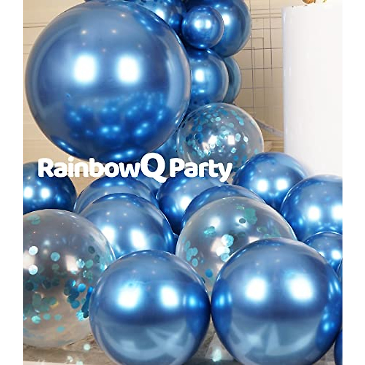 RainbowQ Party 55PCS Blue Metallic Balloons Different Sizes 18/12/5 Inch and Blue Confetti Balloons Shiny Latex Helium Balloons Set for Anniversary Graduation Wedding Birthday Party Decorations