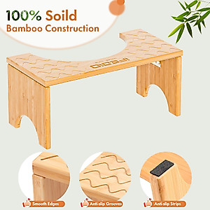iFedio Toilet Stool, Poop Stool,Bamboo 7 Inch Toilet Potty Stool, Foldable Squat Stool Potty with Anti Slip Layer,Toilet Stool Squat Adult