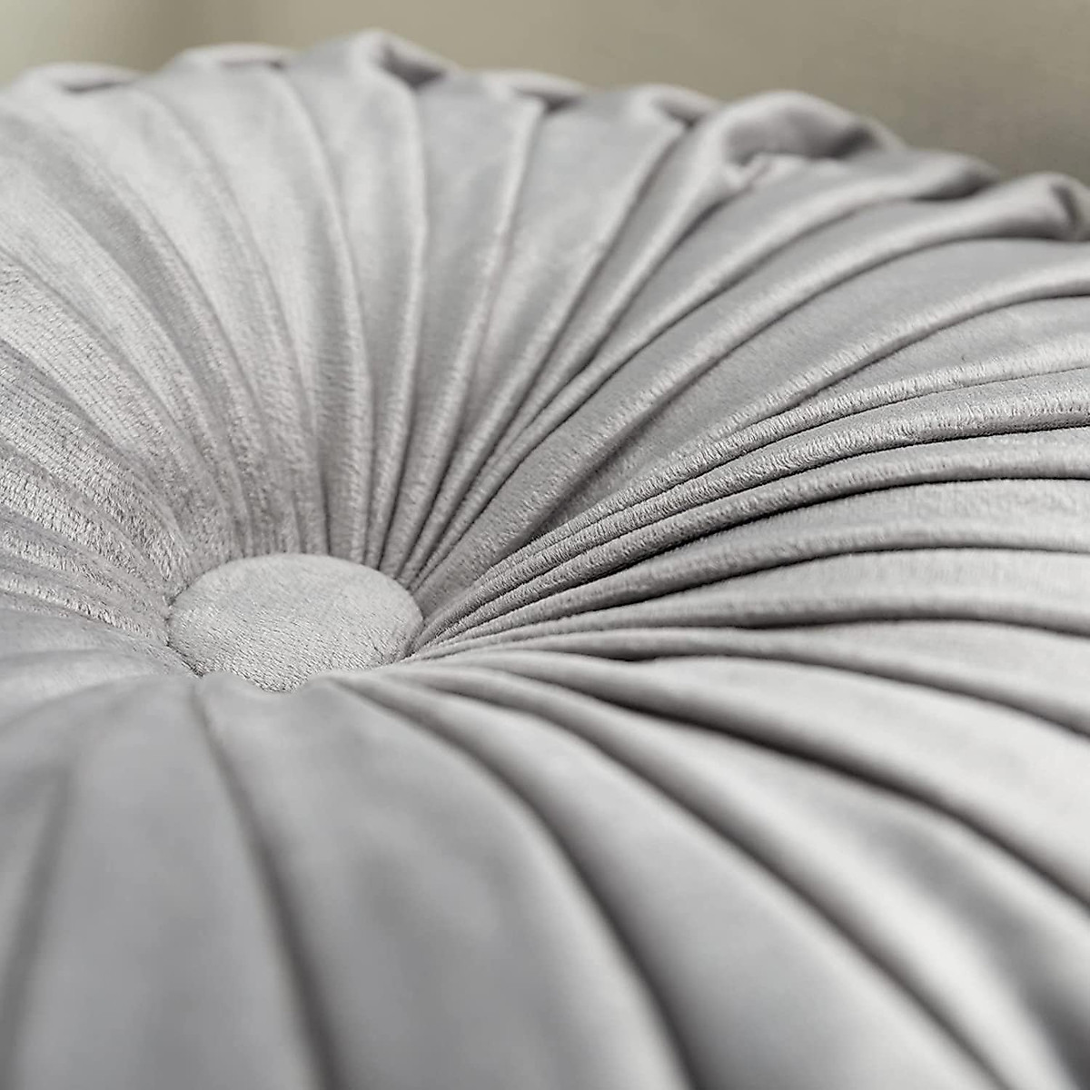 FONORAN Round Throw Pillows，Home 15.7 Round Floor Cushions Pillow，Handcrafted Pumpkin Velvet Home Decorative Back Pillow Cushion for Sofa Couch Chair Bed (Gray)