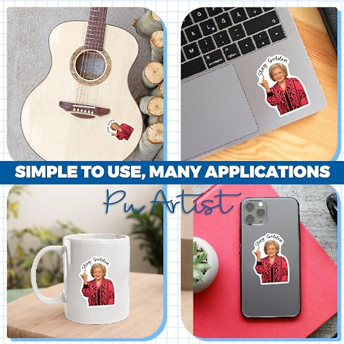 Betty White Stay Golden Red Waterproof Sticker Stay Golden Fuck You Funny Adult Vinyl Stickers 80s Vintage Adult Sticker Gifts For Her for Car Laptop Phone Water Bottle Guitar Helmet Gift Idea