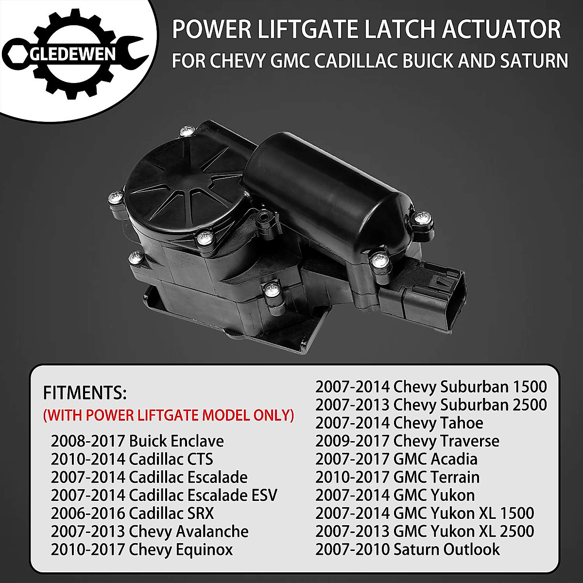 Rear Power Liftgate Latch Actuator Liftgate Lock Actuator | for GM Chevy Suburban Tahoe Traverse, GMC Acadia Yukon, Cadillac Escalade & more | Replaces# 931-107, 13581405, 13501872, 13503467