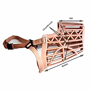 Downtown Pet Supply - Basket Muzzle - Cage Dog Muzzle, Prevents Barking, Biting and Chewing - Dog Grooming & Dog Housebreaking Supplies - Beige - Size 4 - M - Muzzle for Medium Sized Dog